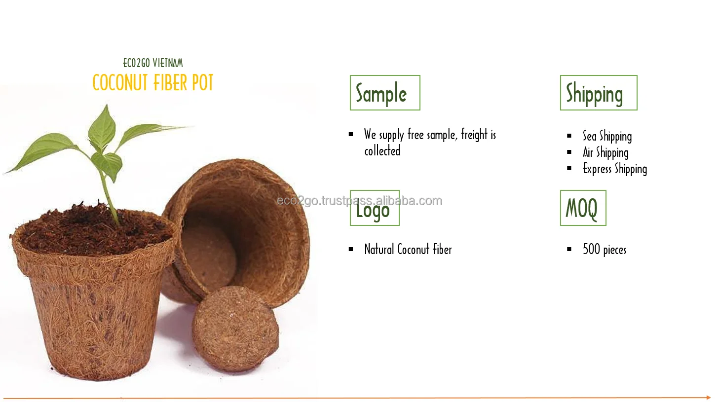 Eco2go Coconut Fiber Pots - Biodegradable & High Quality