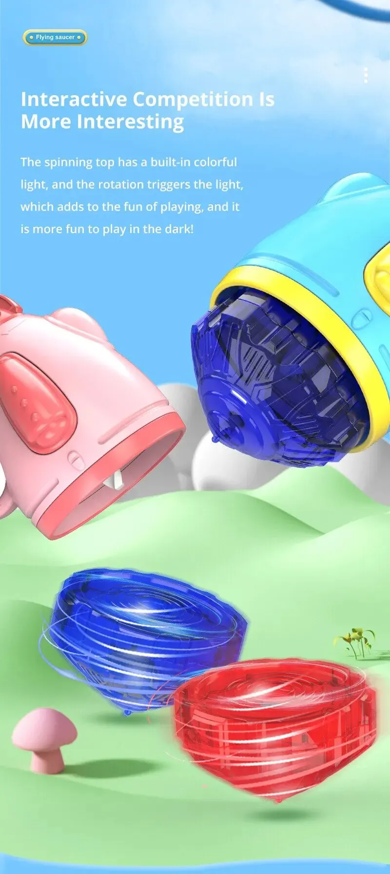 Flying Saucer Gyroscope Outdoor Set Sports Toys Battle Gyro Luminous ...