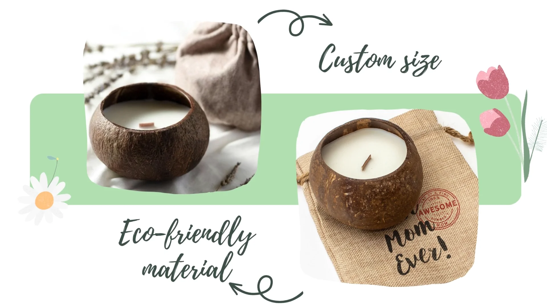 100% Handicraft And Biodegradable Coconut Shell Candle Bowl/coconut ...
