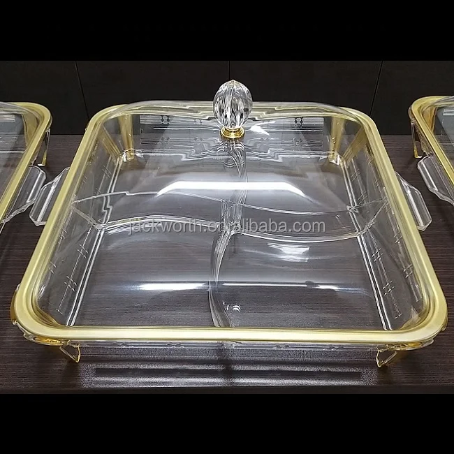 Silver Rim Acrylic Plastic Appetizer Serving Dish - All-season