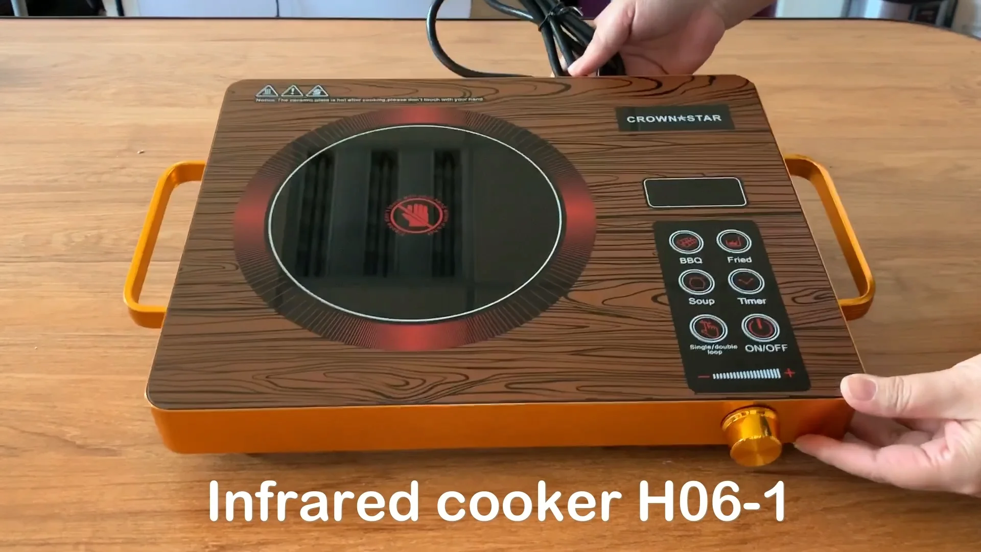 Wood Grain 2200w Double Ring Electric Stove Infrared Hot Plates With ...