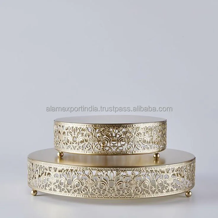 New Custom Wedding Prop Party Decor Gold Metal Serving Tray Crystal ...