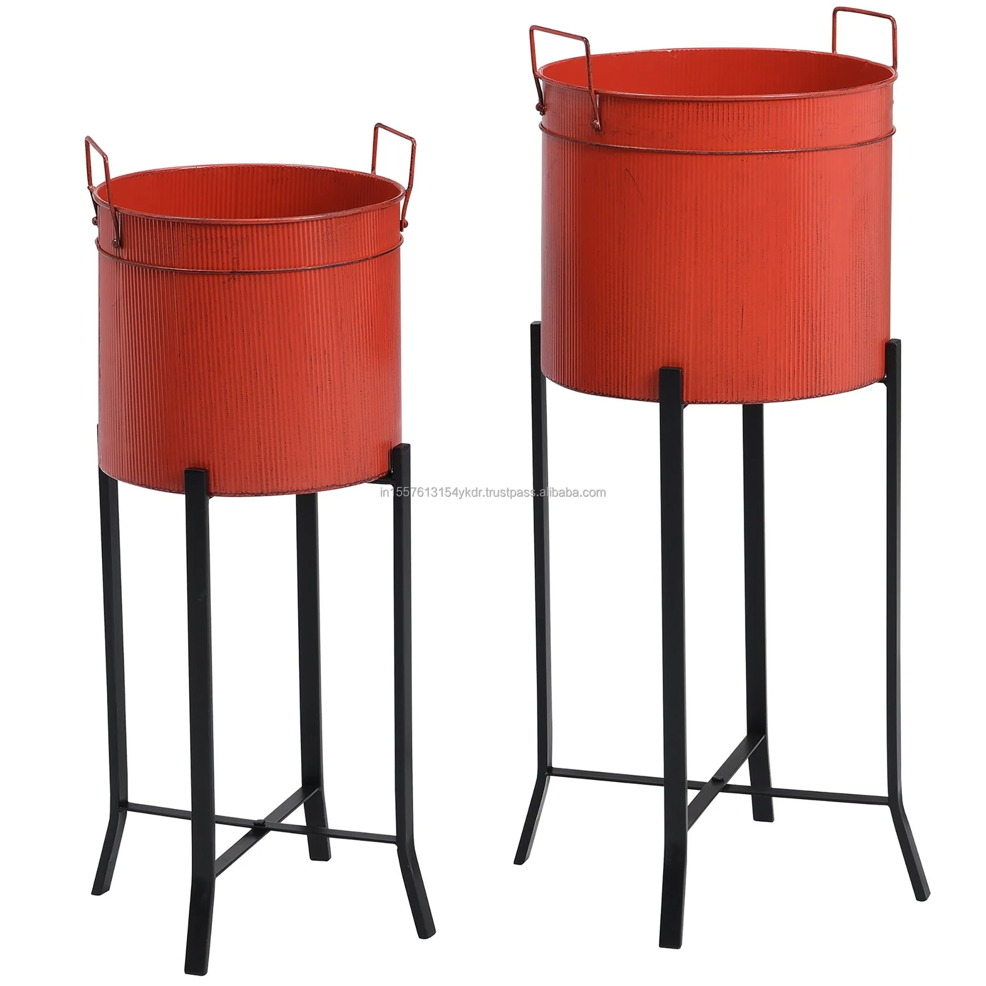 Red Color Farmhouse Trough Corrugated Texture Galvanized Outdoor ...