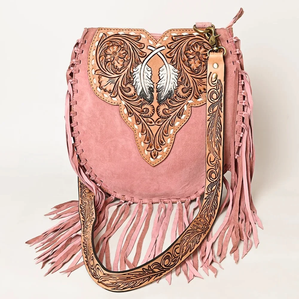 Bohemian Suede Leather Bag High Cowhide Floral Hand Tooled Designer ...