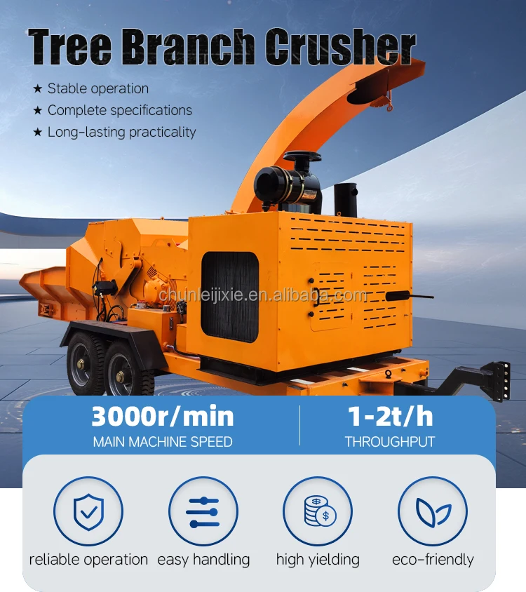 Factory Hot Sales Diesel Engine Wood Chipper Machine Branch Crusher for ...