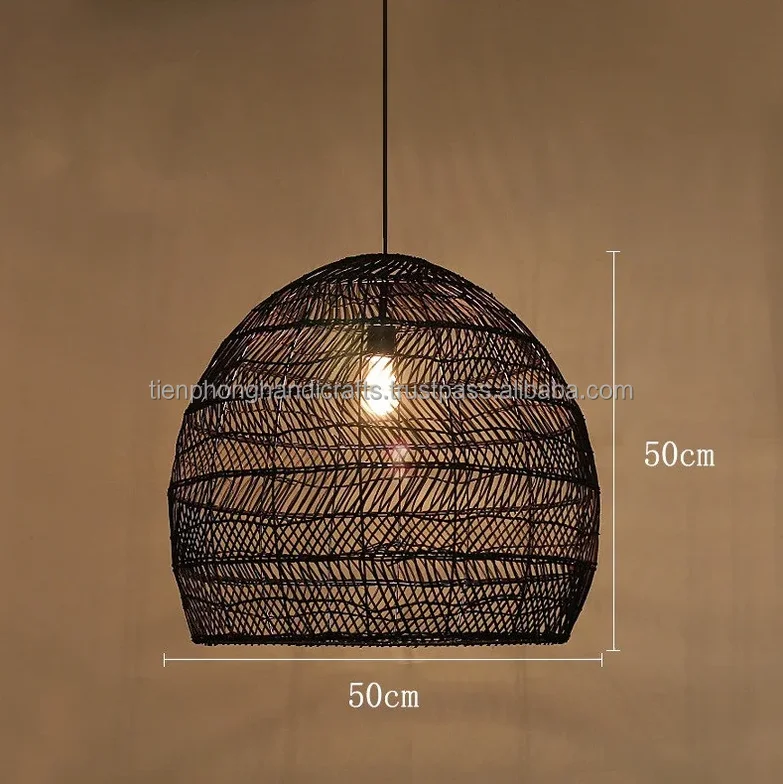 Black Rattan Lamp Shade - 50x50 Cm - Modern & Luxury Style