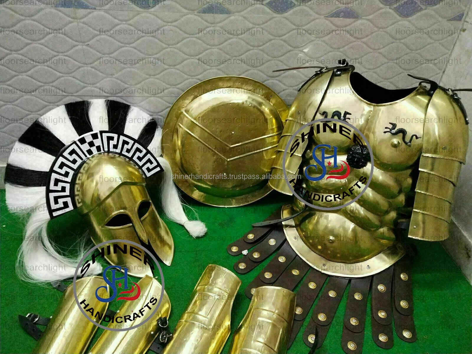 Medieval 300 Spartan Brass Helmet W/plume Muscle Armor Jacket Leg Or ...