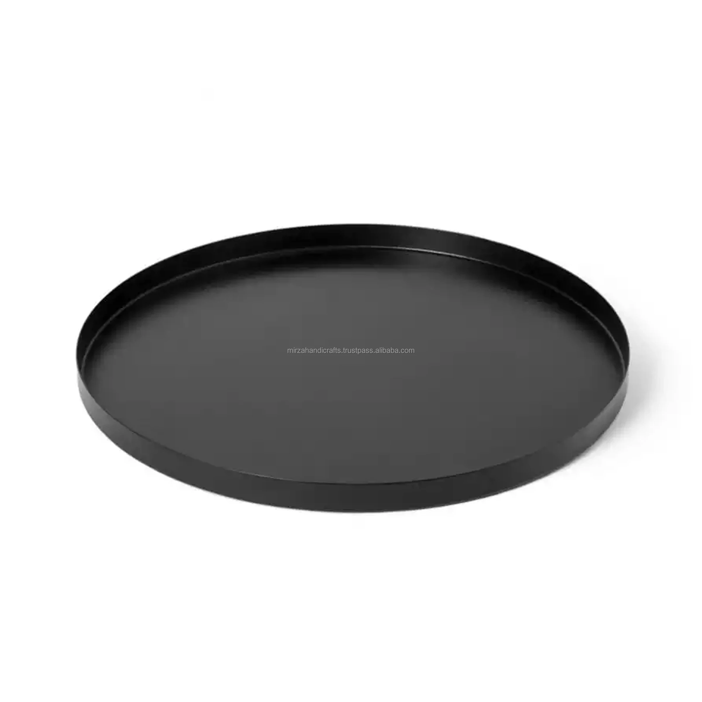 Modern Round Matte Black Metal Serving Tray with Handles Perfect for ...