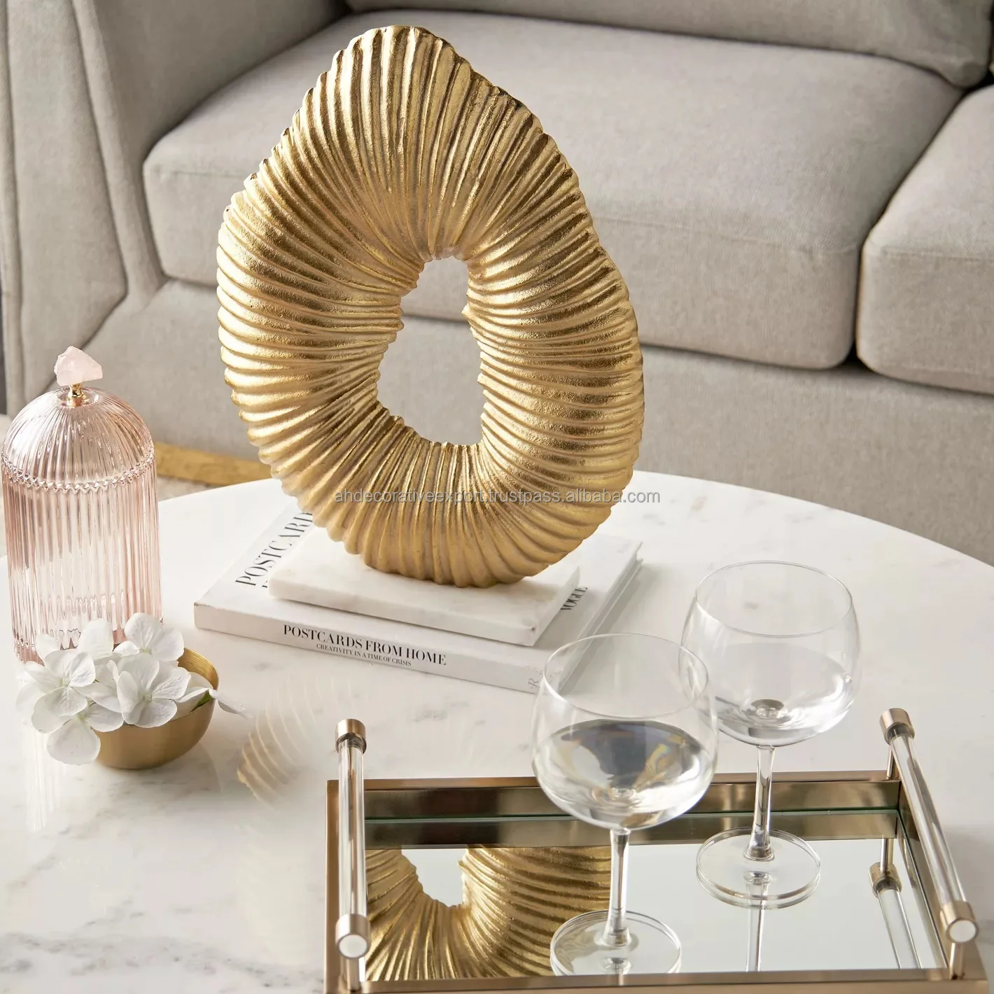 Decorative Sculpture in Gold Finished Home Tabletop and Desktop ...