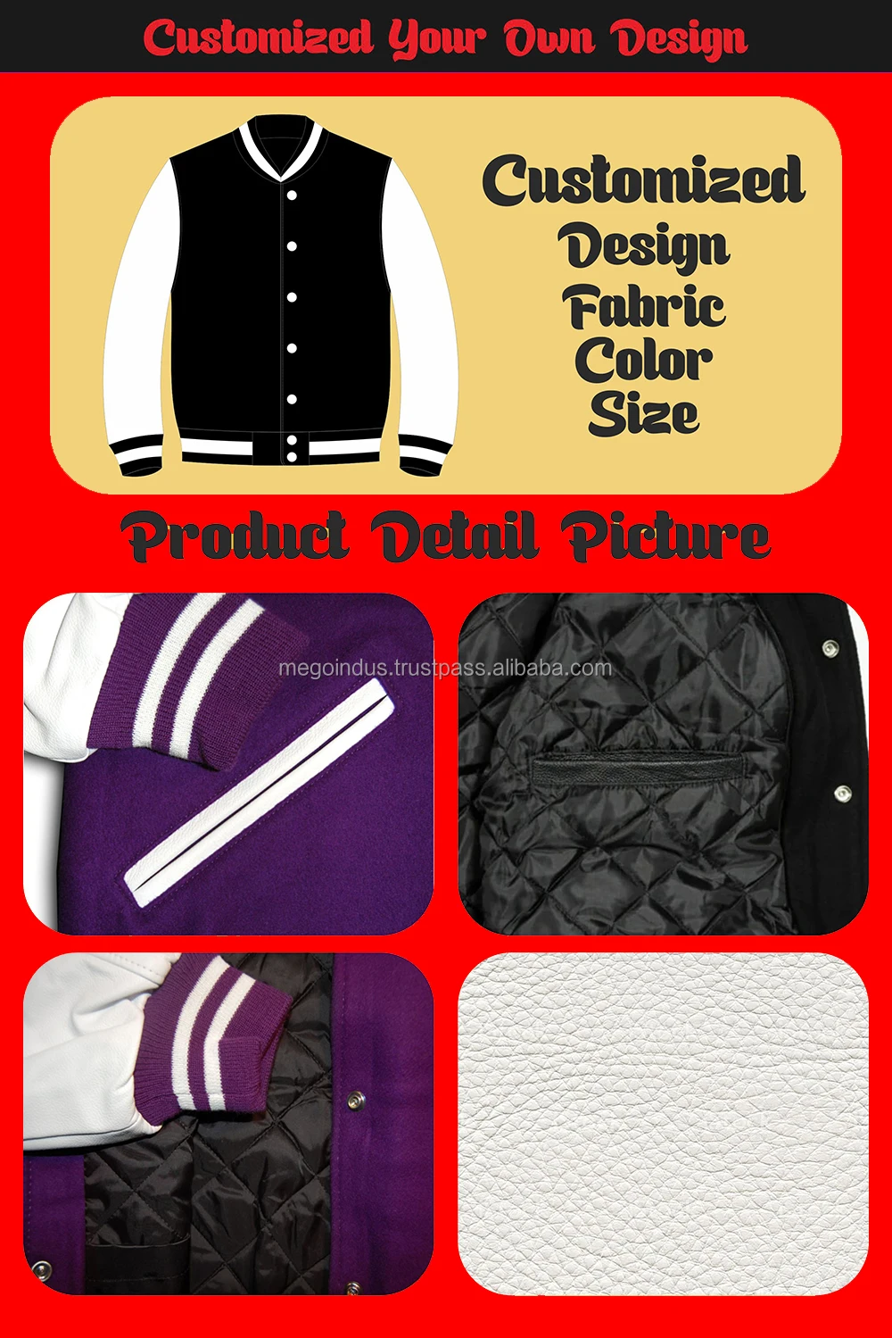 Leather Sleeve Varsity Jacket - Men's Casual Letterman