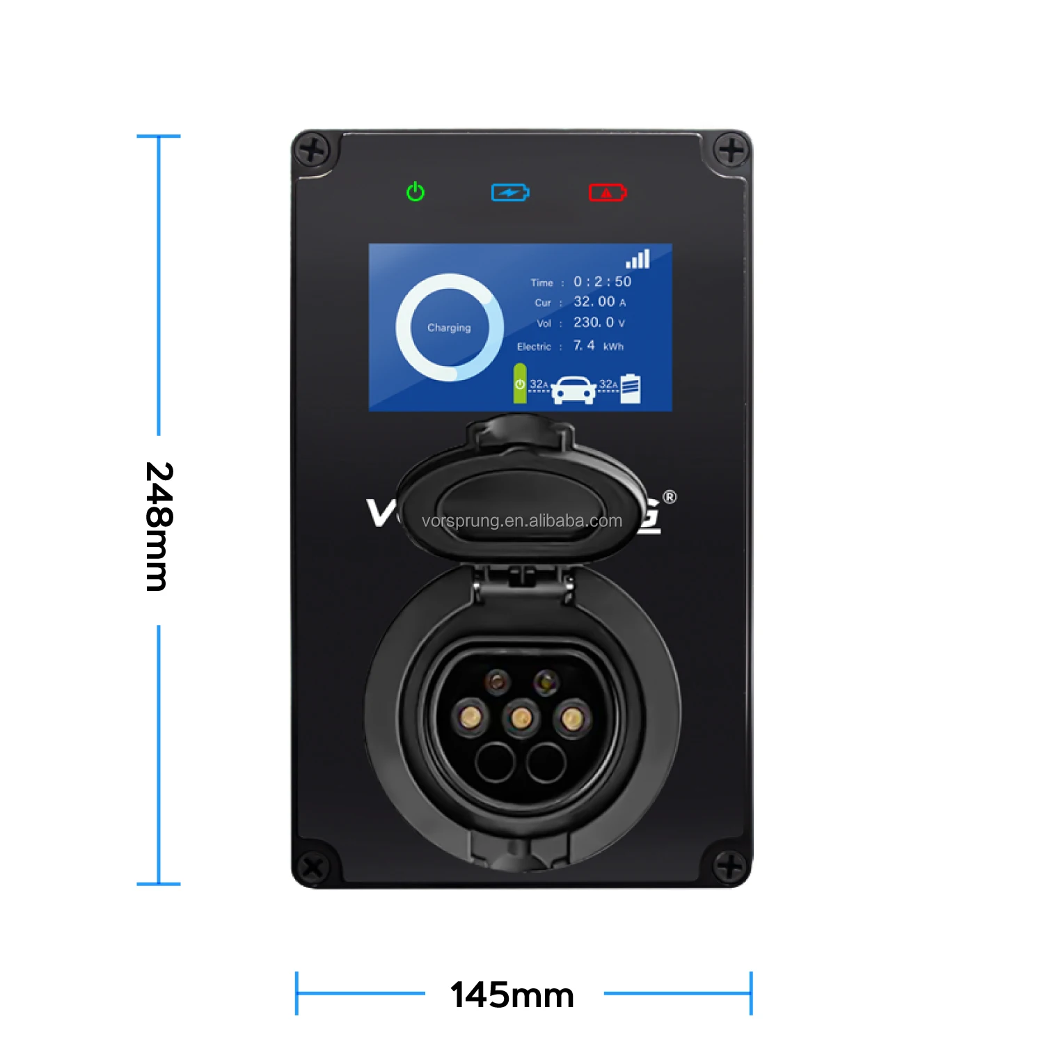 Smart Ev Wall Socket - Untethered Ev Charge Point - 4.3'' Lcd Display,7 ...