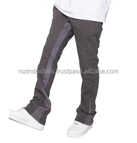 Men Stacked Pants Streetwear Oem Custom Plain Stacked Sweat Pants High ...