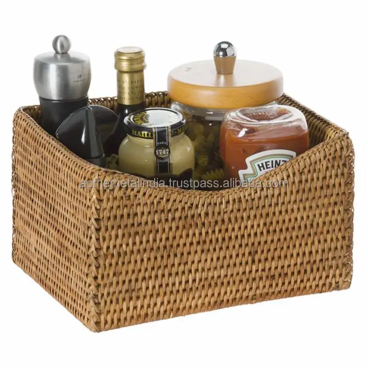 Kitchenware Round Rattan Basket Handmade Rattan Collection With Light ...