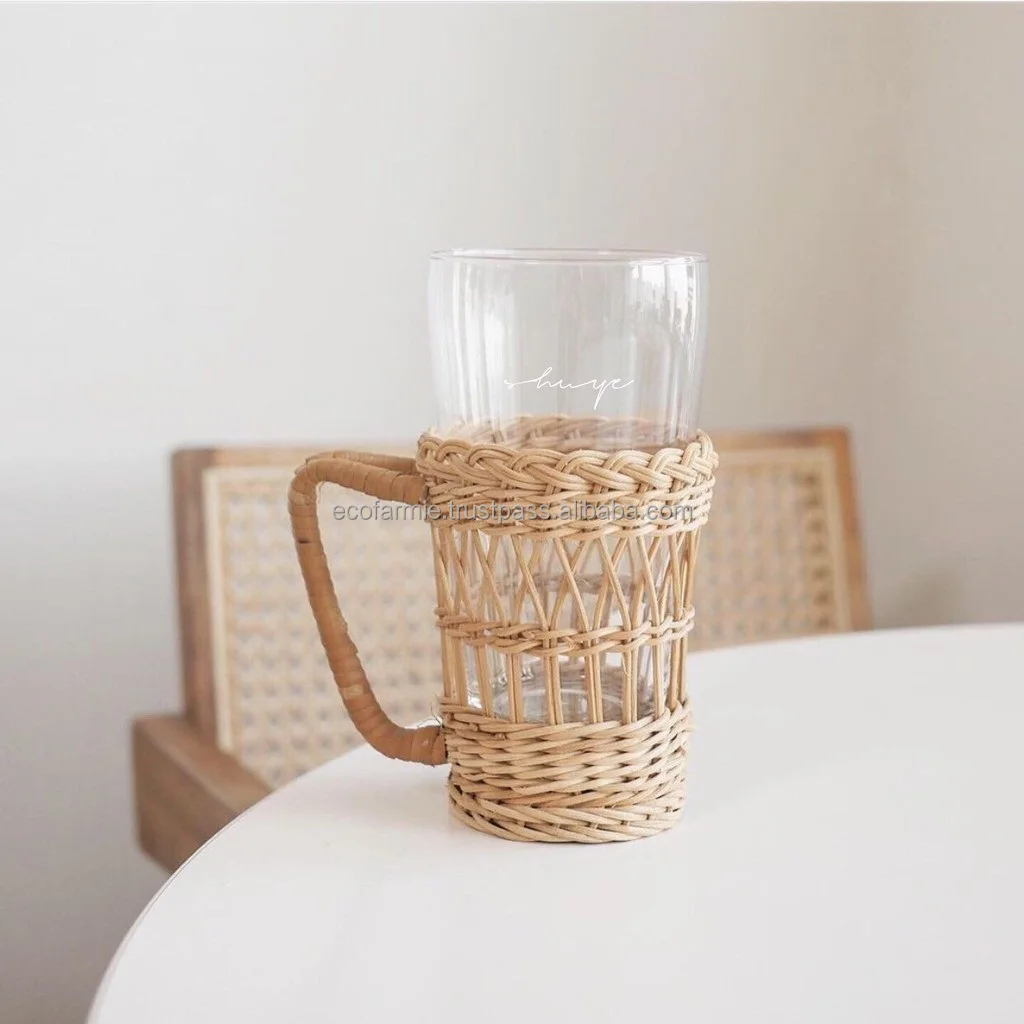 Eco-friendly Woven Cup Covers - Natural Seagrass Accessories