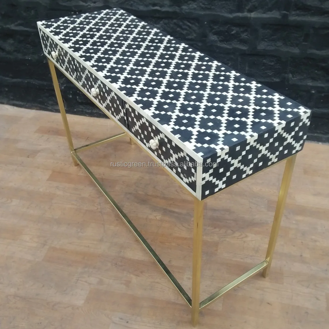 Bone Inlay Console Table with Drawers - Elegant & Durable