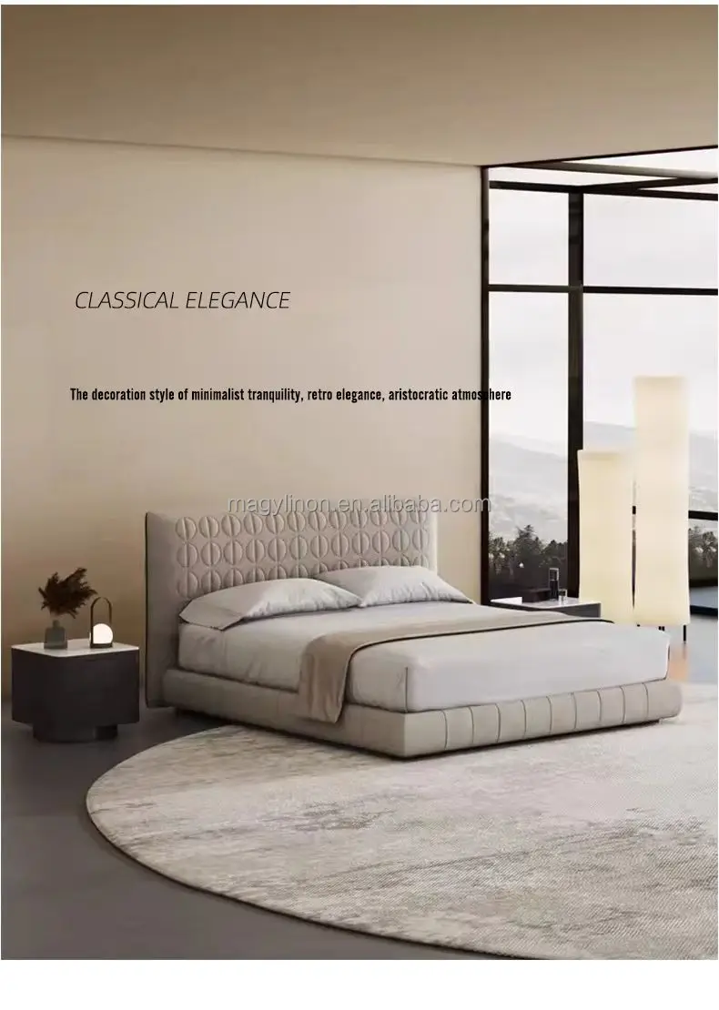 Designer Genuine Leather Printed Copper Coin Bed,Simple And Modern ...