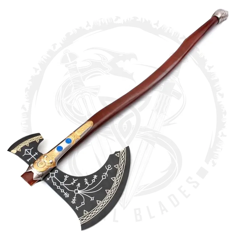 God of War Leviathan Axe - Handmade Rail Rod Etched Stainless Steel