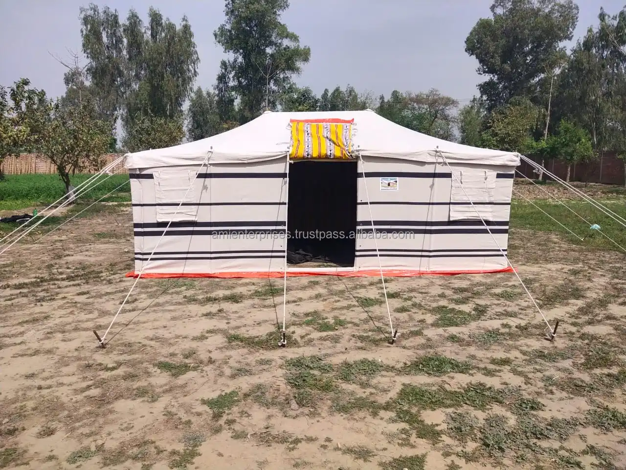 New Arabic Style Stripe Canvas Black & White Traditional Tent Desert ...