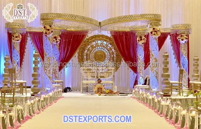 Haveli Style Mirror Mandap for Outdoor Wedding Most Shiny Mirror Mandap ...