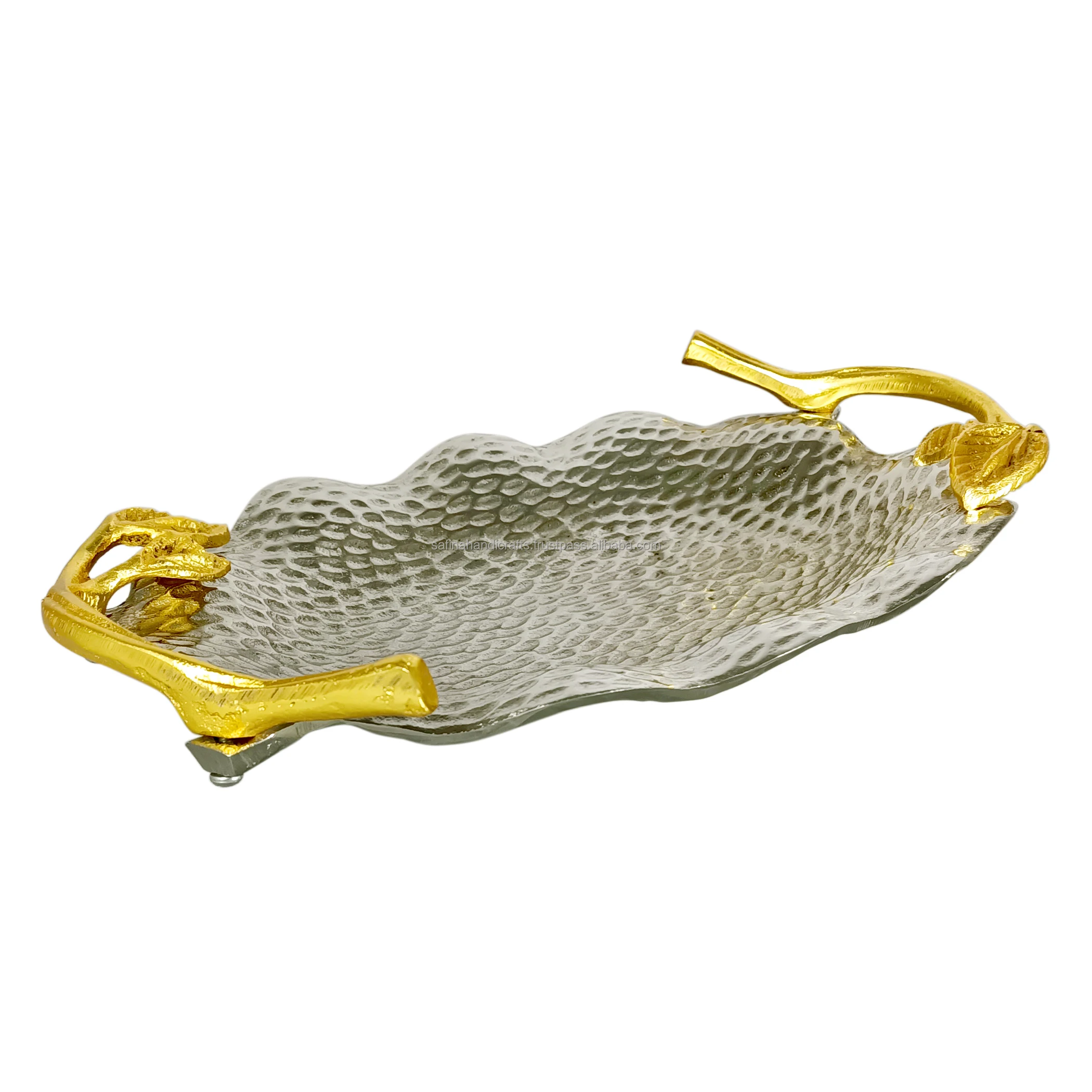 Buy Serving Tray Contemnor Shiny Silver Short Boat Tray In Wedding ...