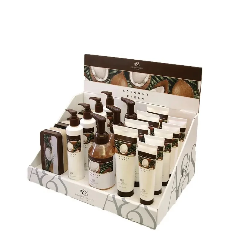 Customized Cardboard Corrugated Makeup Display Stands Cosmetic Counter ...