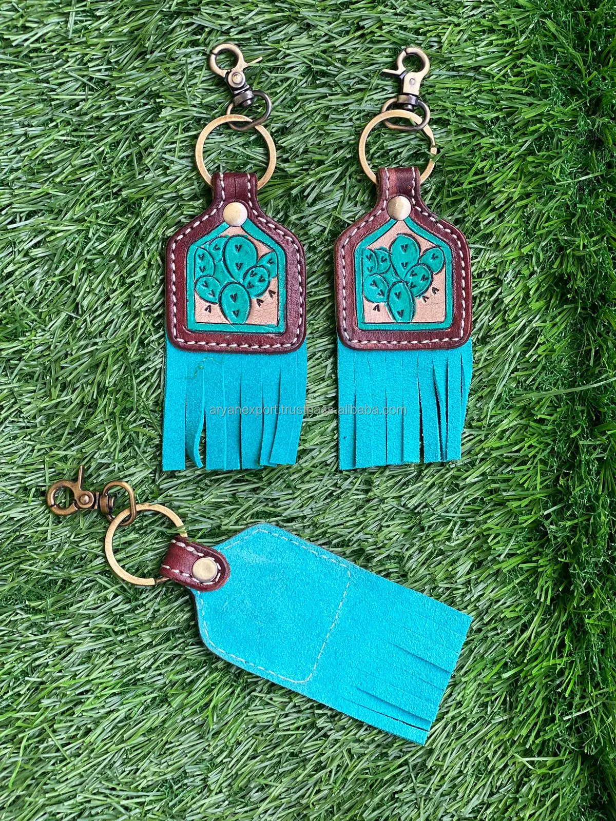 Hand Carved Tooled Leather Key Chains Cute Exotic Shape Leather Key ...