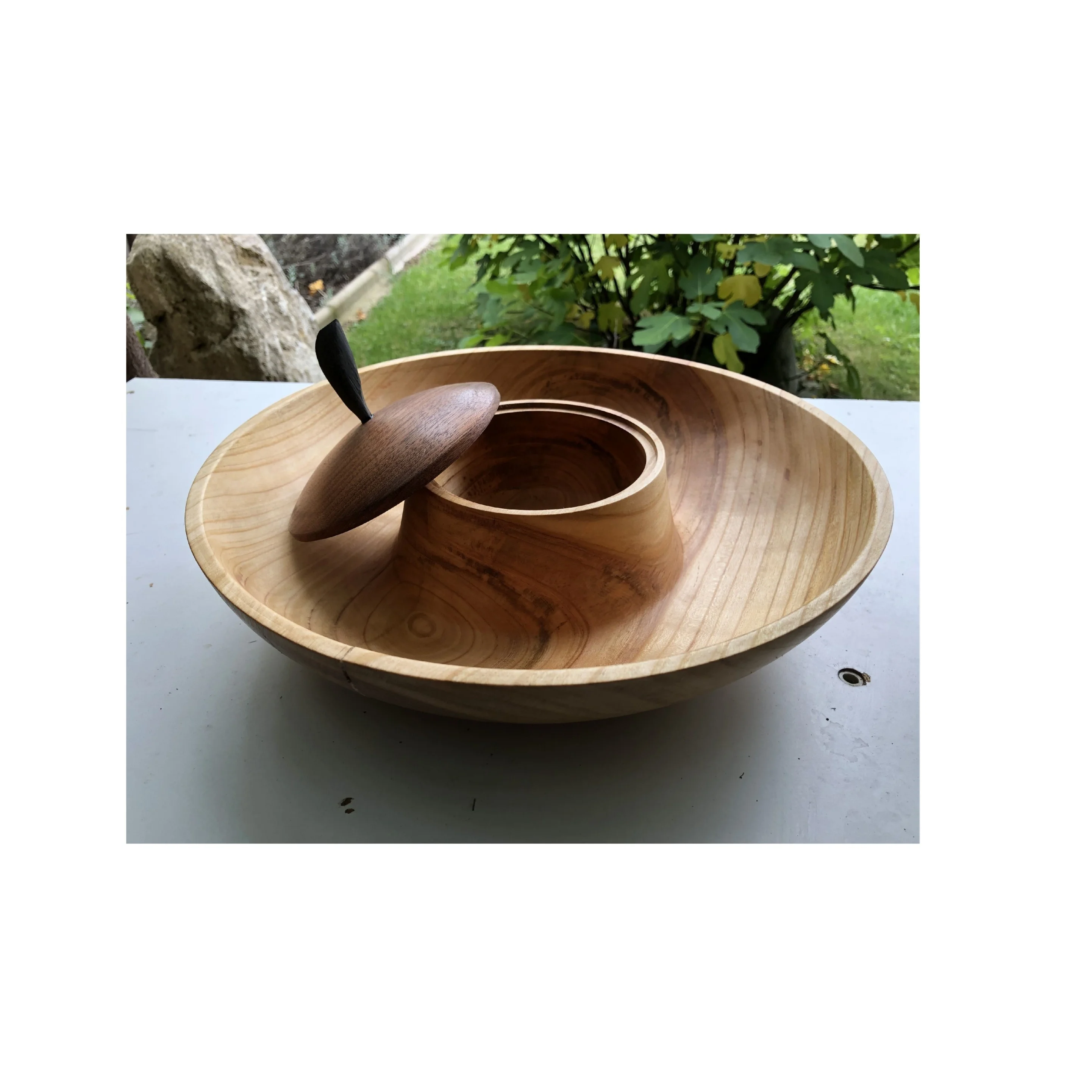Hand Held Acacia Wood Chip & Dip Specialty Salsa Bowl Hand Turned ...