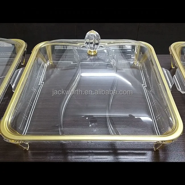 Silver Rim Acrylic Plastic Appetizer Serving Dish - All-season