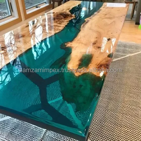 Acacia Wood Epoxy Resin Slab Table Top River Dining Table