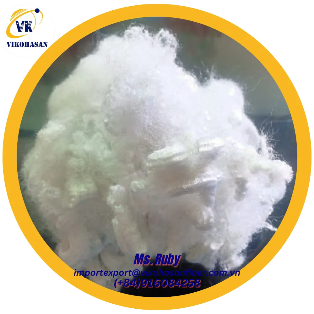 100% Recycled White 6D HSlick Polyester Fiber Staple Fireproof Cotton ...