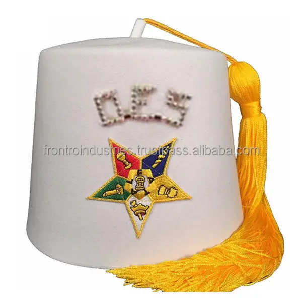 Hand Embroidered Daughter Fez Custom Masonic Fez Hat & Case White Wool ...