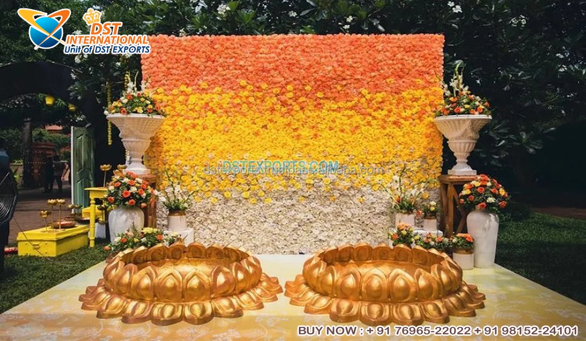 Lotus Shaped FRP Urli for Haldi Ceremony - Indian Wedding