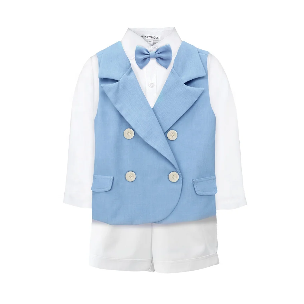 Wholesale Baby Boy Set 4 Pieces Suits Outfits Oem Odm Blue Vest Blue ...