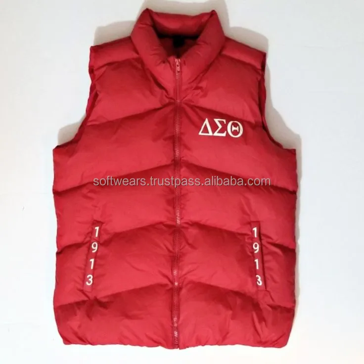 Delta Sigma Theta Sorority And Fraternity Greek Lettered Puffer Vest ...