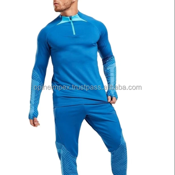 Custom Long Sleeve Blue Sports Tracksuit Men Or Boy Team Shirt Football ...