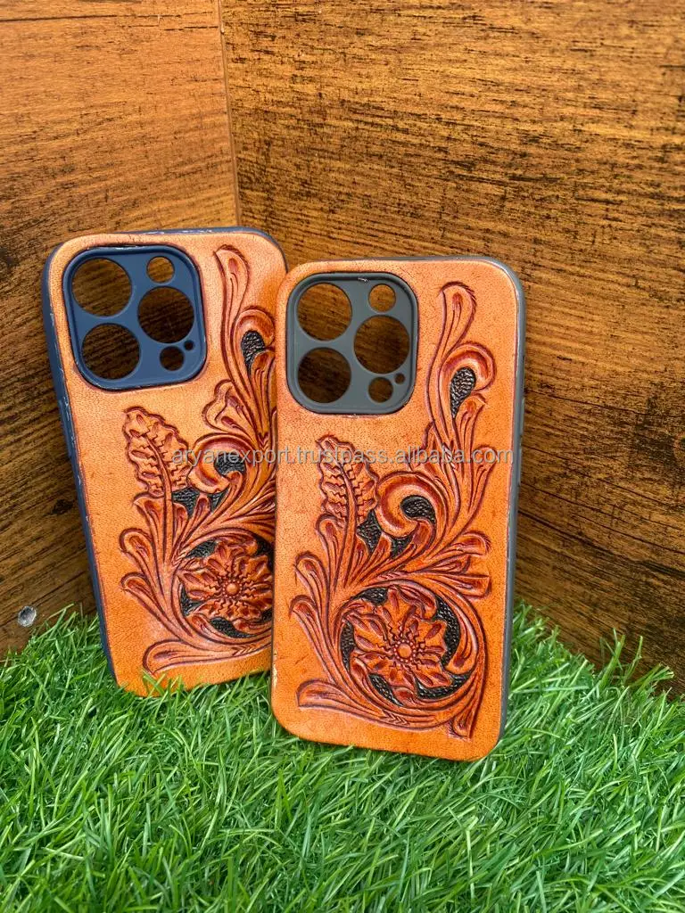 New Arrival Stylish Hand Tooled Leather Phone Case Personalized Vintage ...