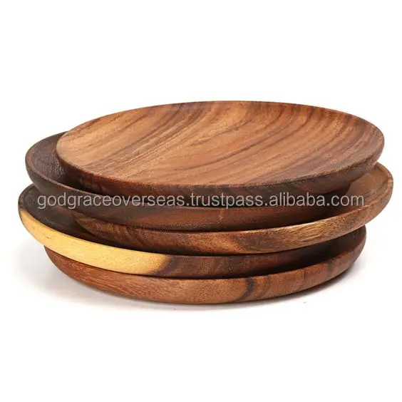 Handmade Acacia Wood Rectangular And Round Dinner Plate From India ...