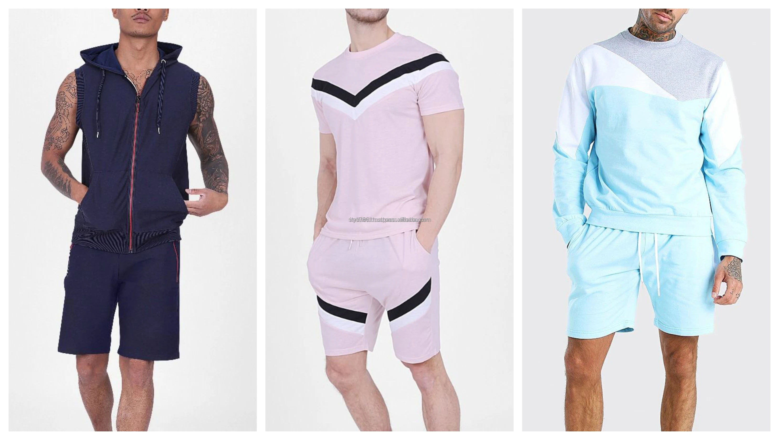 2023 Mens Summer Tracksuit 2 Piece 100% Cotton T Shirt And Mesh Shorts ...