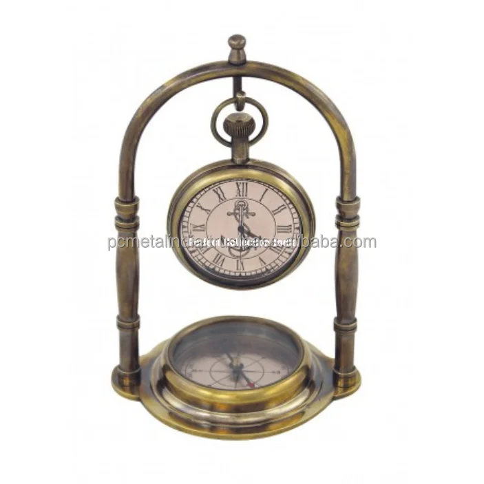 Solid Brass Maritime World Time Clock On Brass Stand Hanging Desk/7 ...