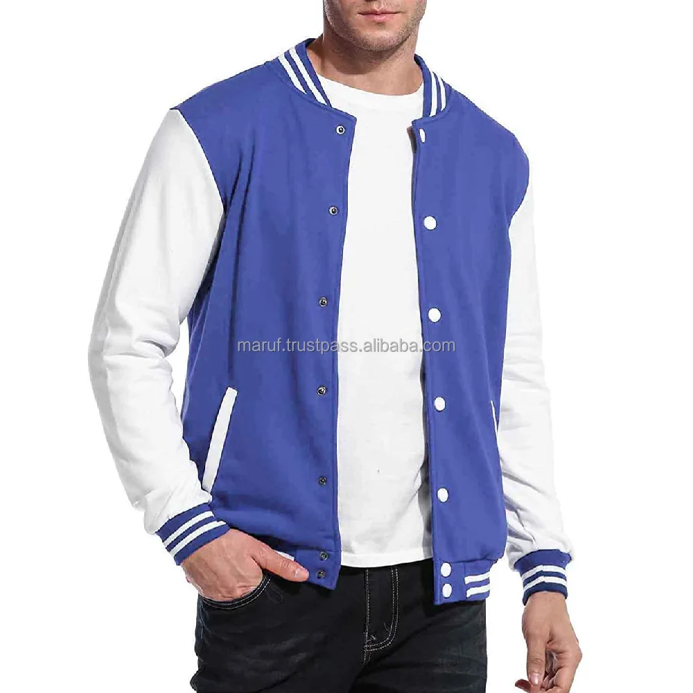 2025 Wholesale Blank Plain Custom Men Cotton Fleece Varsity Jackets ...