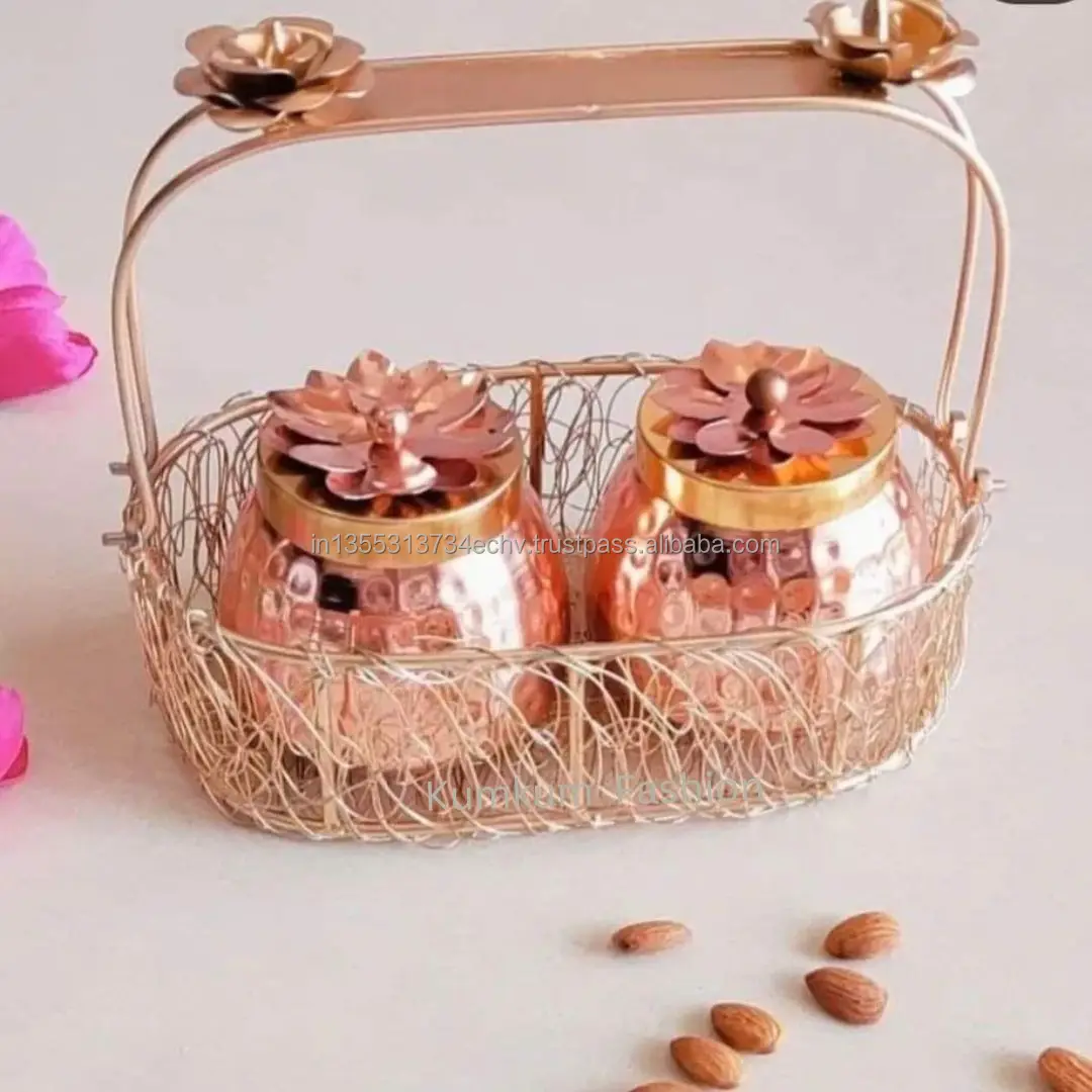 Golden Metal Gift Hamper Return Gift Jars For Wedding,Anniversary Gift ...
