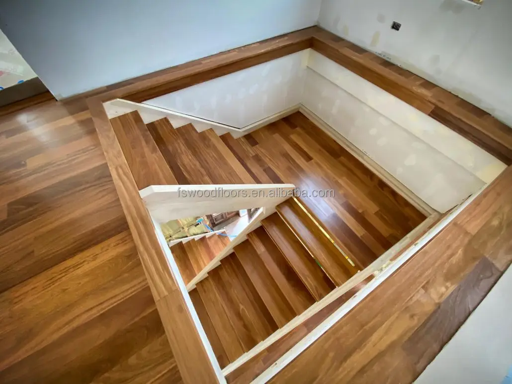 Natural Hardwood Stair Treads Brazilian Teak Solid Wood Stair Treads ...