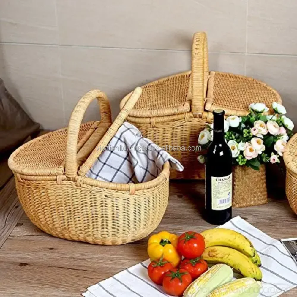 High Quality Natural Picnic Camping Hamper Rattan Picnic Baskets ...