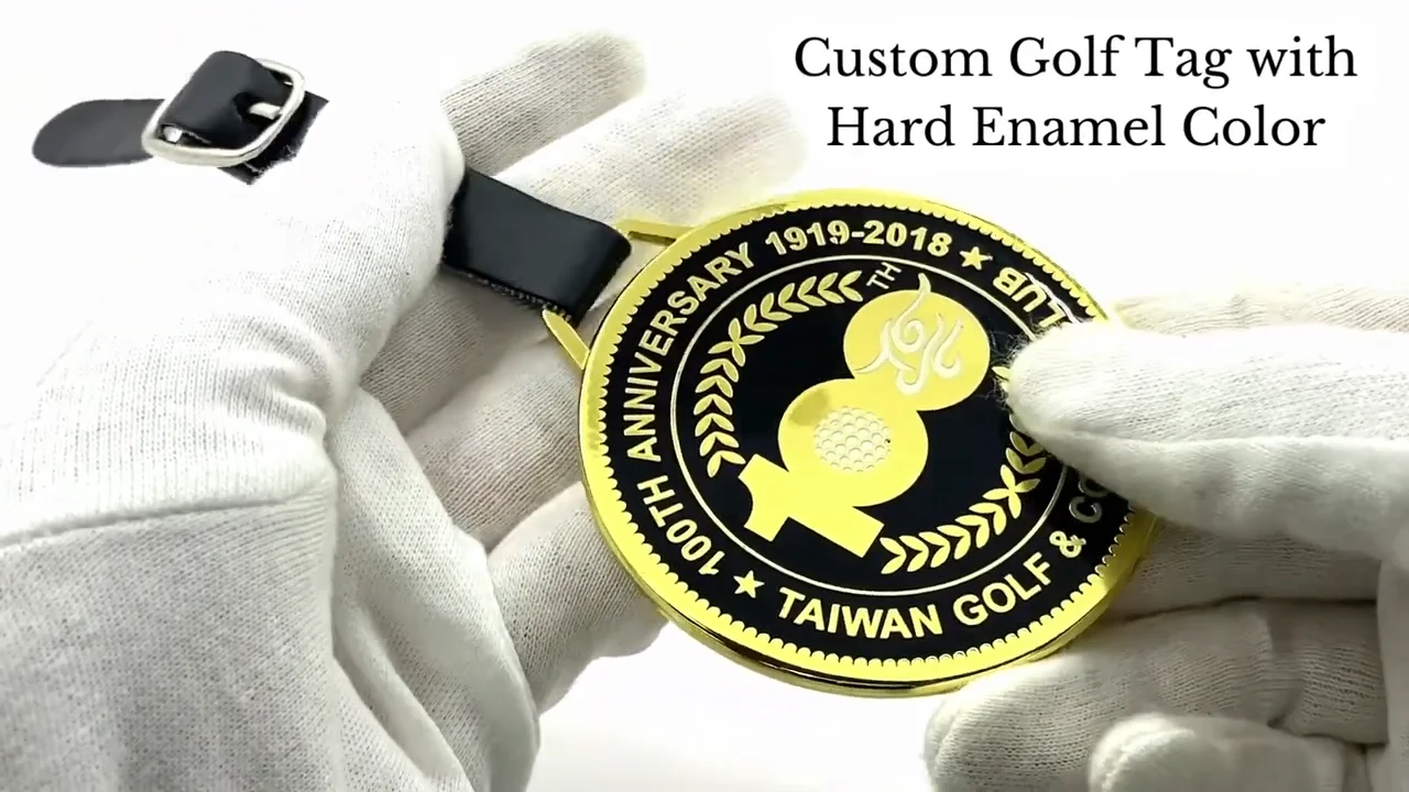Personalized Bag Tag Corporate Metal Golf Award Custom Leather Golf ...