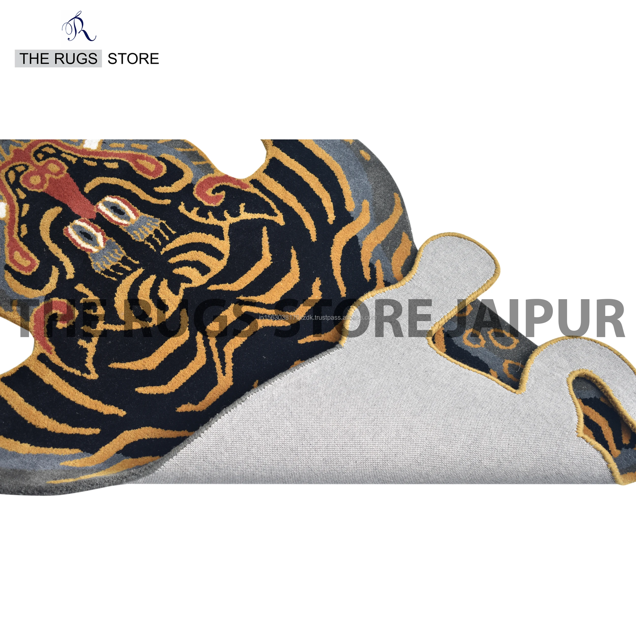 Hand Tufted Tibetan Tiger Rugs Animal Skin Shape Carpets With Medium ...