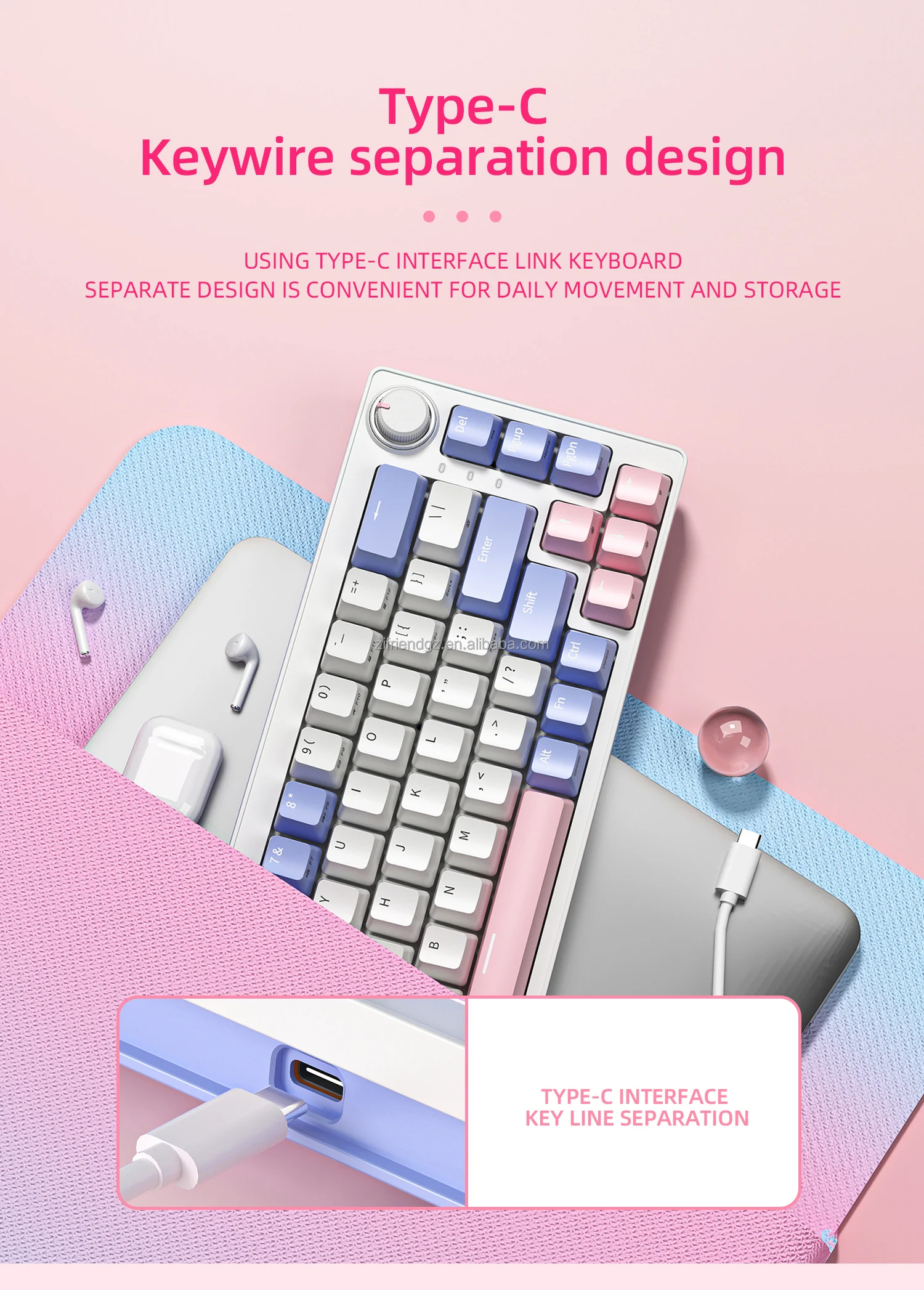 ZIFRIEND ZA68 Wireless 60% Mechanical Hot Swap RGB Gaming Keyboard ...