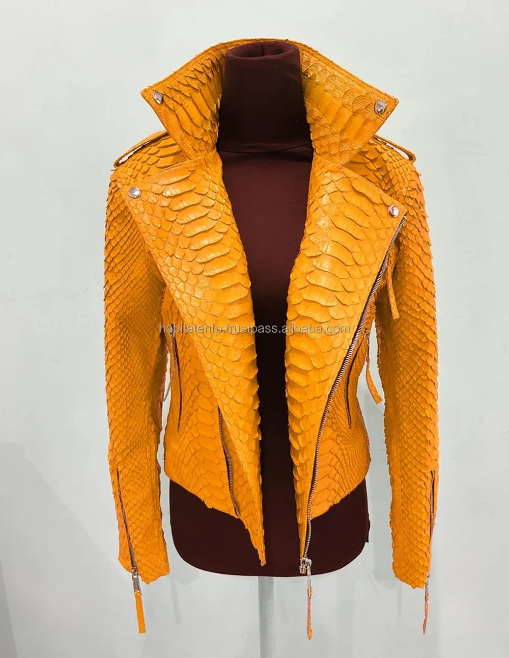 Women Snake Fashion Jacket Python Bomber Leather Jacket Exotic Snake ...