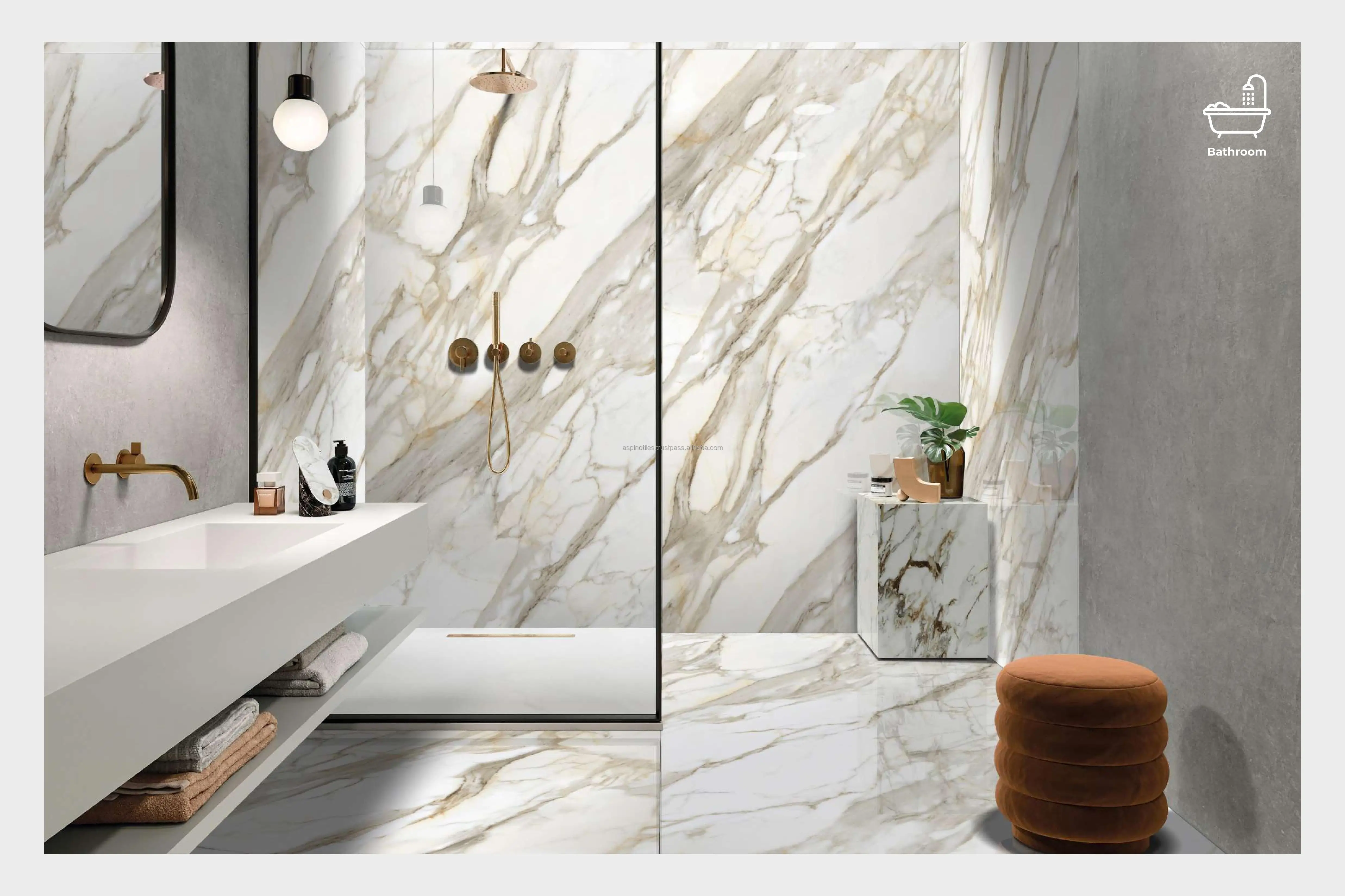 48x96 Large Size Tiles for Floor - Porcelain with Marble Texture