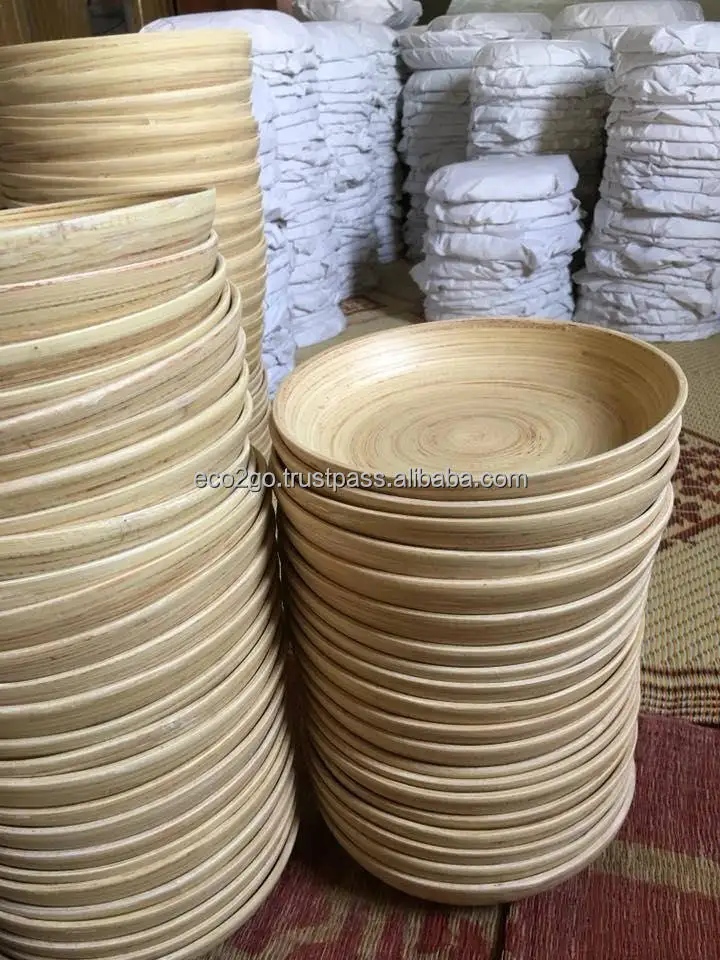 Eco2go Vietnam Spun Bamboo Plates - Natural & Reusable