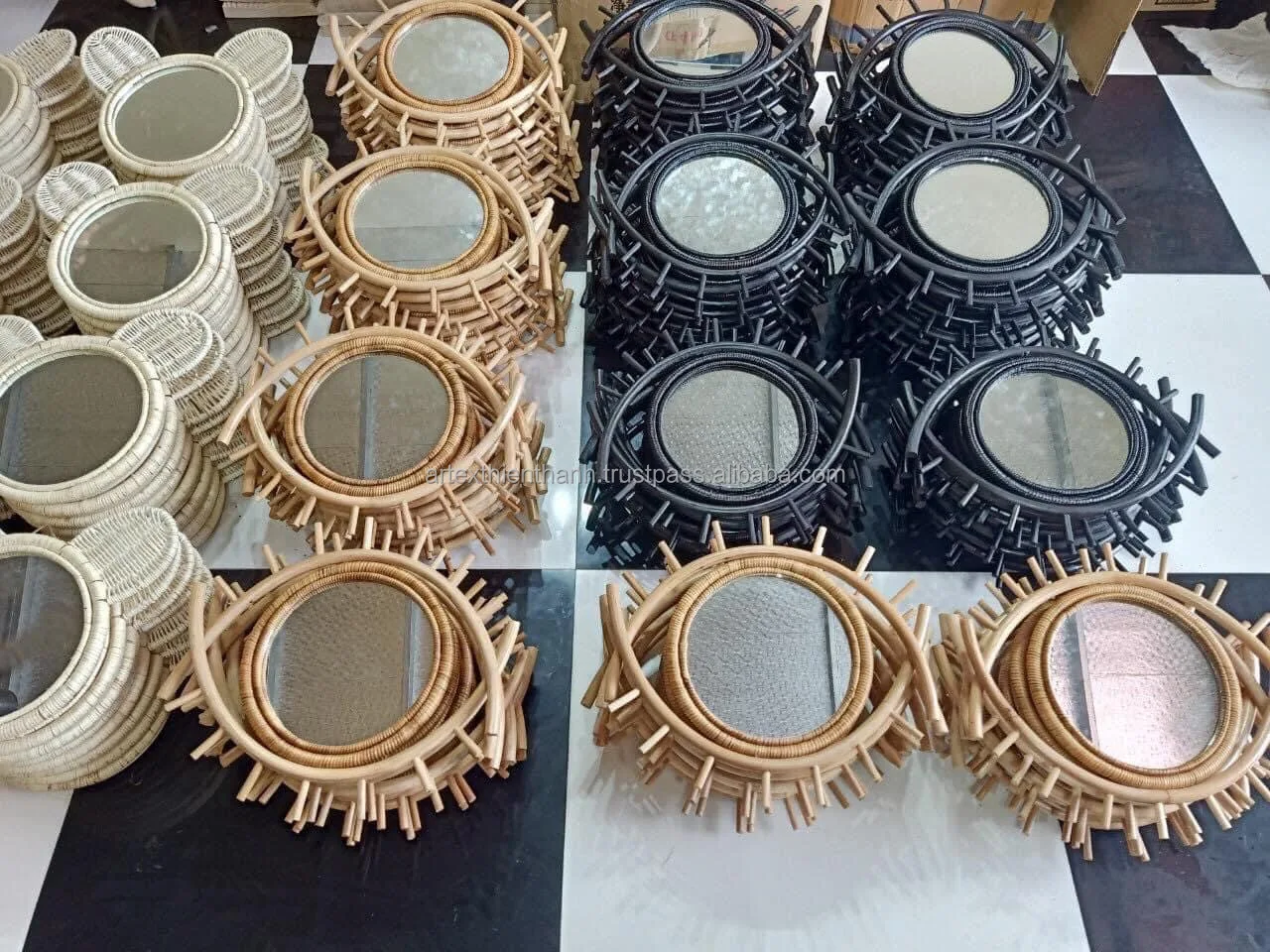 Modern Weaving Wall Mirror With Cute Pear Shape Rattan Wall Hanging ...